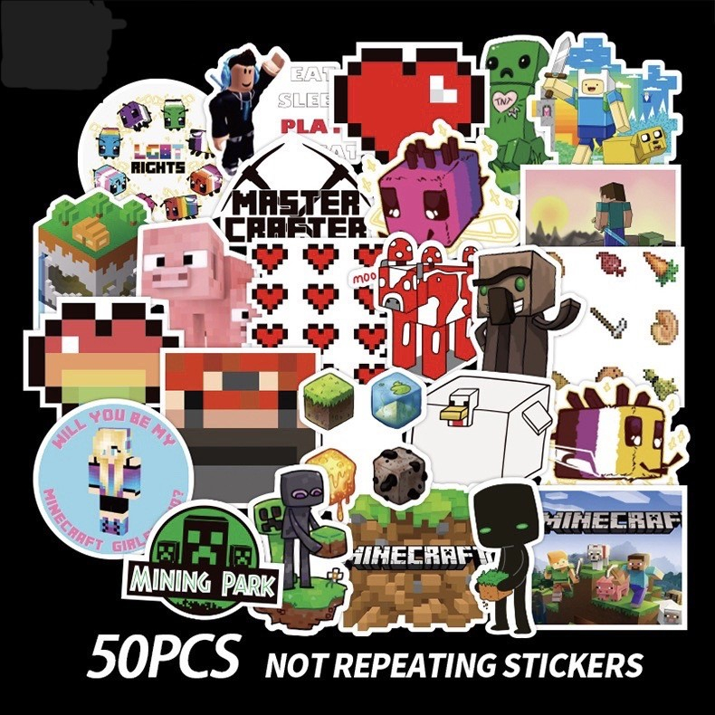 50pcs MINECRAFT Gaming vinyl decal graffiti stickers laptop waterproof ...