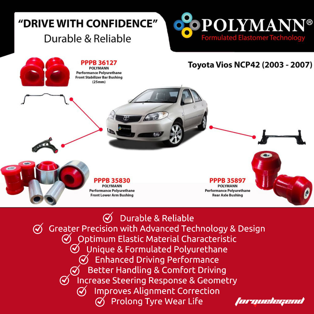Polymann Toyota Vios NCP42 (2003- 2007) Performance Lower Arm ...
