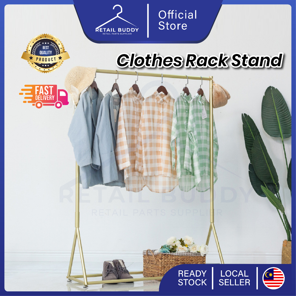 Gold Rack Display Bar Clothes rack ampaian baju gantung baju jubah rack ...