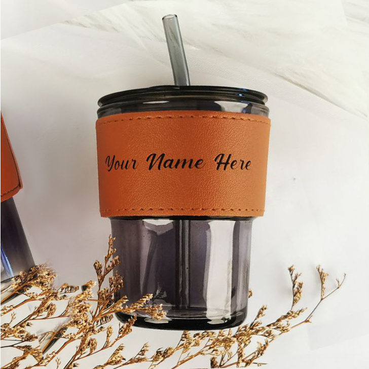 Custom Name ENGRAVE On Glass Straw Cup with Lid Heat Cold Resistant ...