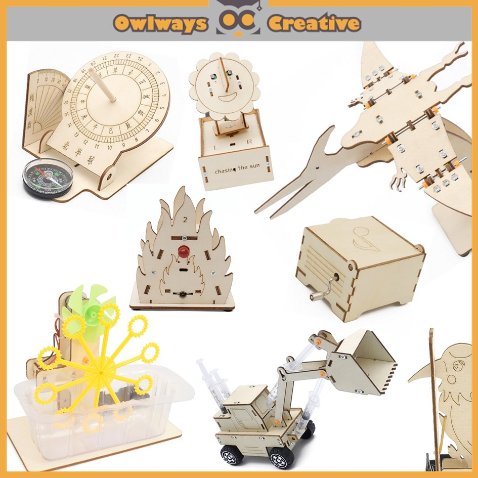 【2】Science STEM RBT DIY Robotics Set Assemble Wooden Kit Experiment ...