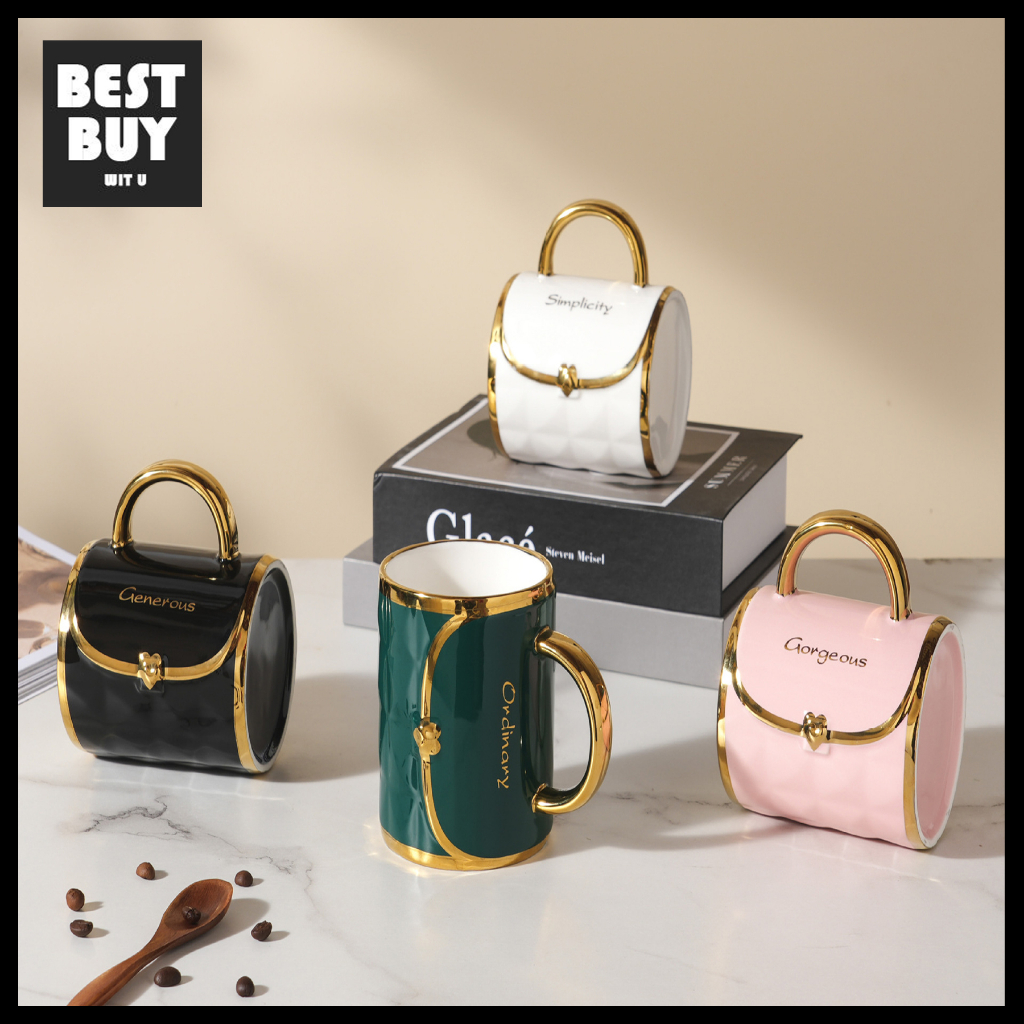 (400ml Ceramic Mug)Nordic Style Home& Love Simple gilt ceramic mug with ...