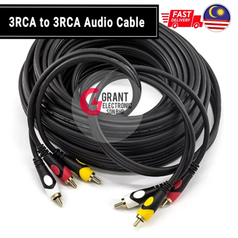 10meter High Quality 3RCA to 3RCA Gold-plated Audio Cable Male to Male ...