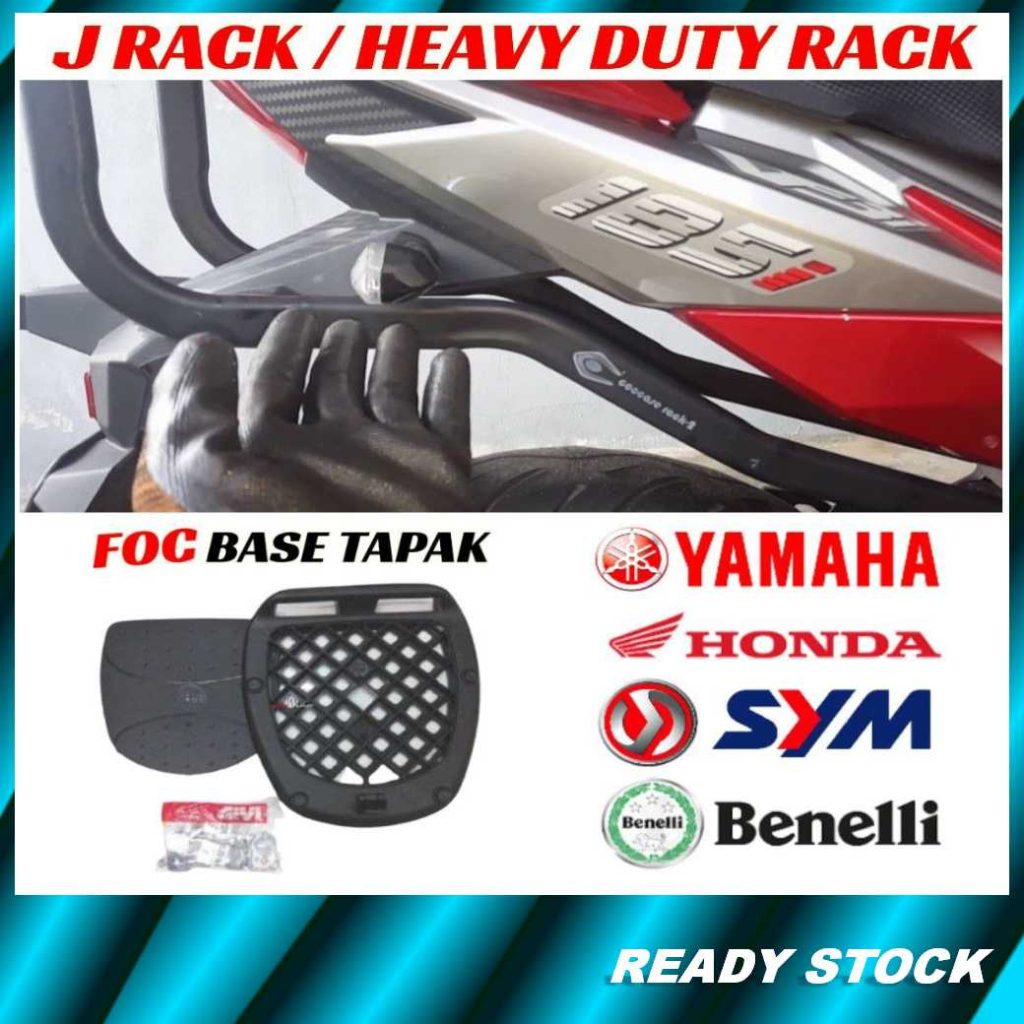 cm+Motor Motorcycle Heavy Duty Rack HD J Rack Top Box Rack + Free Tapak ...