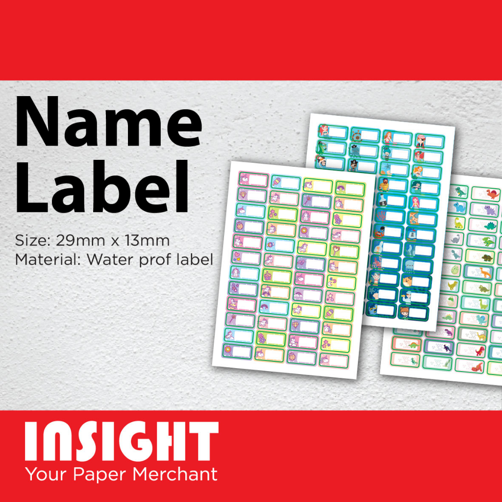 Name Label [29mm x 13mm] PVC STICKER/WATERPROOF/STICKY - BACK TO SCHOOL ...