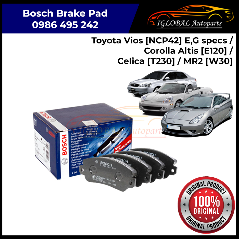 Bosch Front Brake Pad 0986495242 for Toyota Vios [NCP42] E, G specs ...