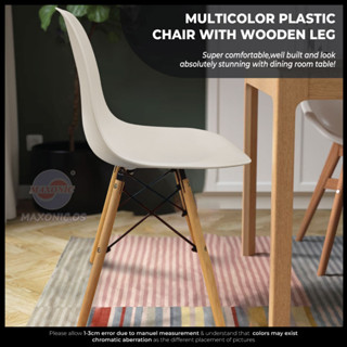MAXONIC MODERN PLASTIC CHAIR WITH WOODEN LEG | KERUSI MINIMALIS MODEN ...