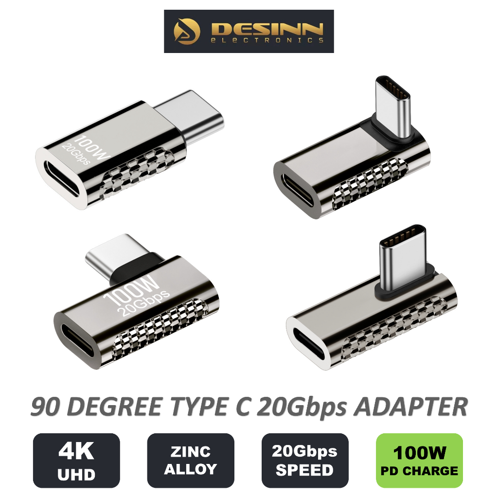 Right Angle USB Type C Adapter 90 Degree Male to Female Extender for ...
