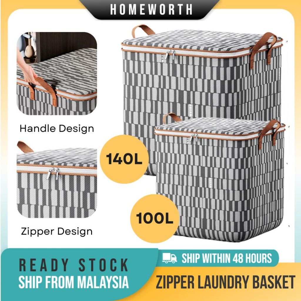 HOMEWORTH 100/140L Foldable Laundry Basket Storage Box Ready Stock ...