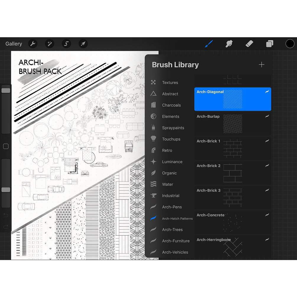 [P300] Full Set of Architecture Brush Hatch Block Pack Procreate Brushes | Architecture ...
