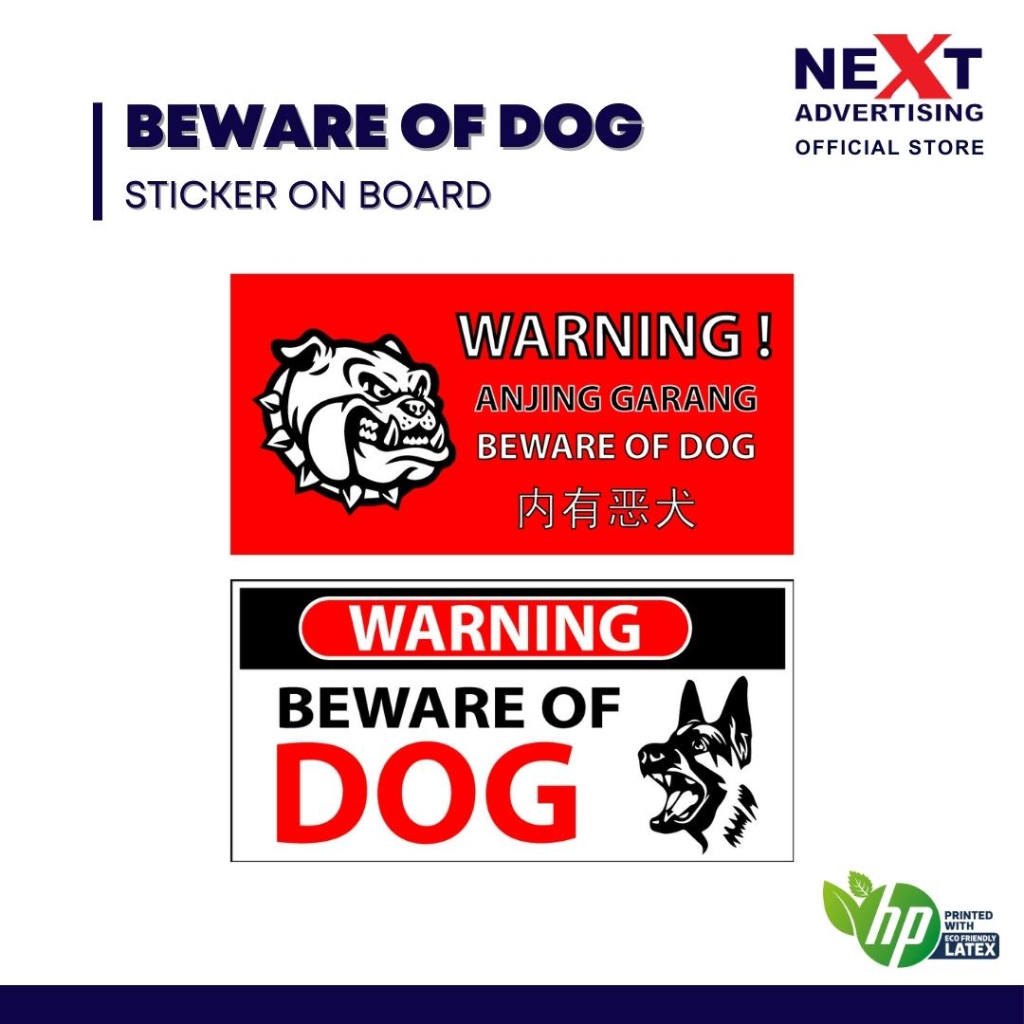 Beware of Dog Sign | Sticker on Board | Shopee Malaysia