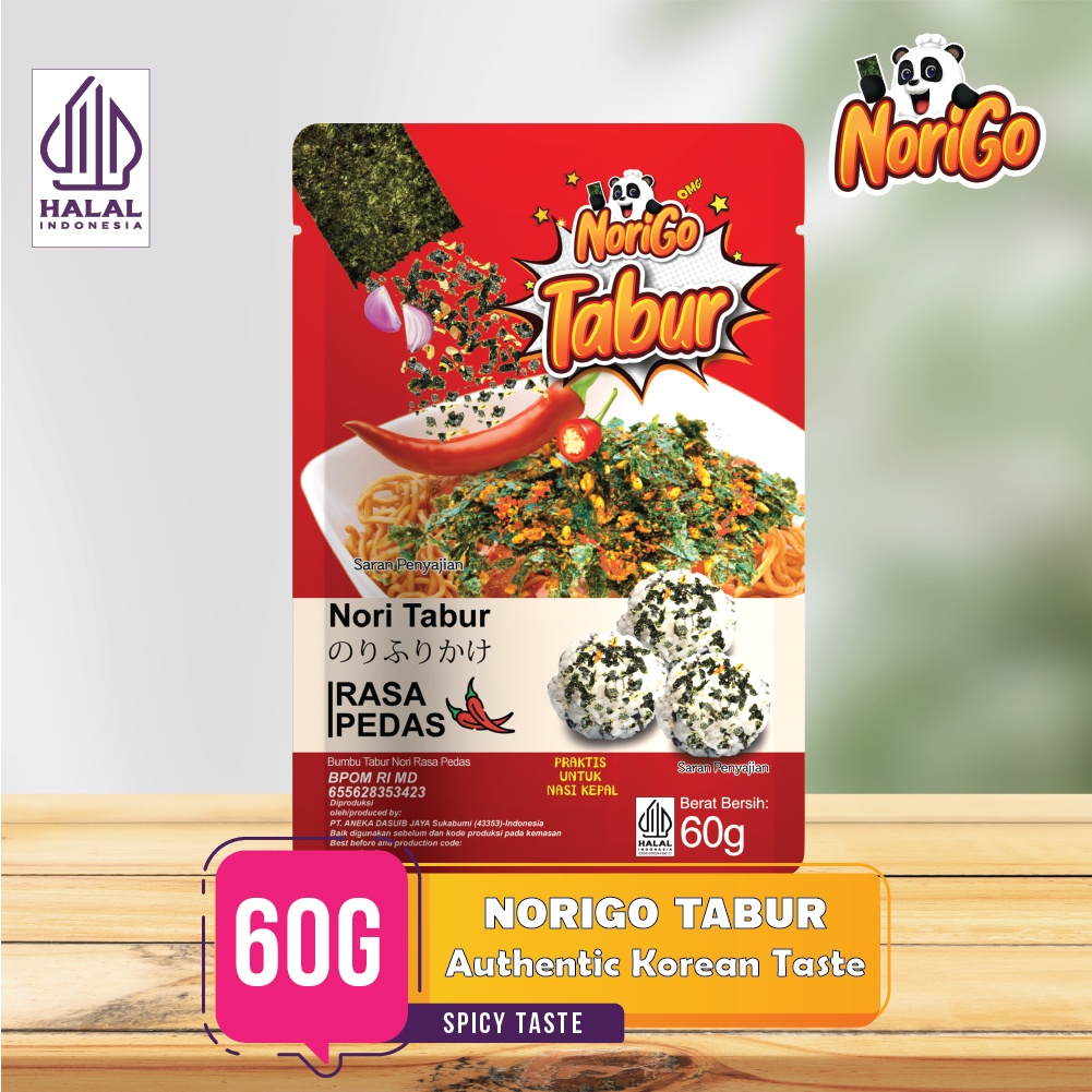 [Halal] Norigo Roasted Seaweed Nori Tabur - Spicy Flavor - 60g | Shopee ...