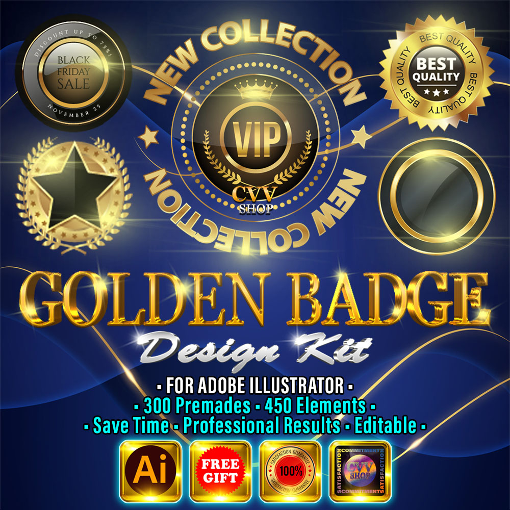 Golden Badge Design Kit For Adobe Illustrator PC Windows - Best ...