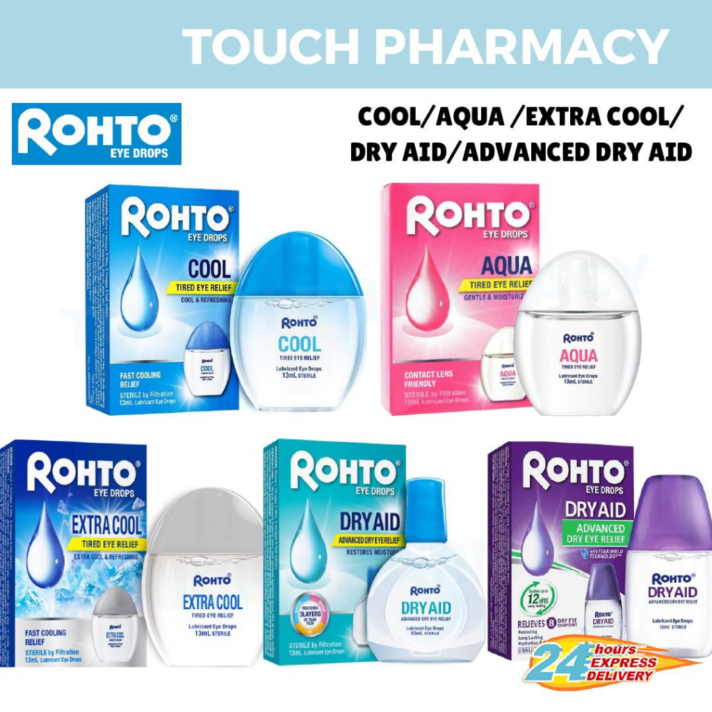 ROHTO Cool/Aqua/Dry Aid/Extra Cool/Advanced Dry Aid Eye Drops | Shopee ...
