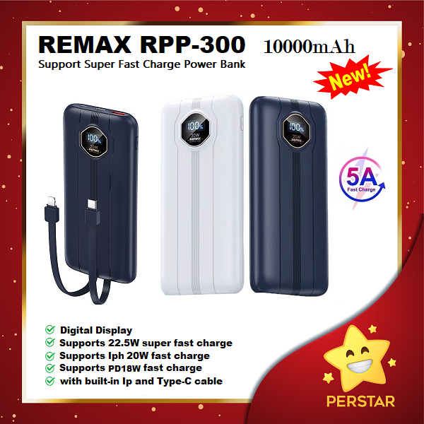 REMAX Pinjur Series 10000mAh RPP-300 Slim Power Bank 20W+22.5W PD+QC ...