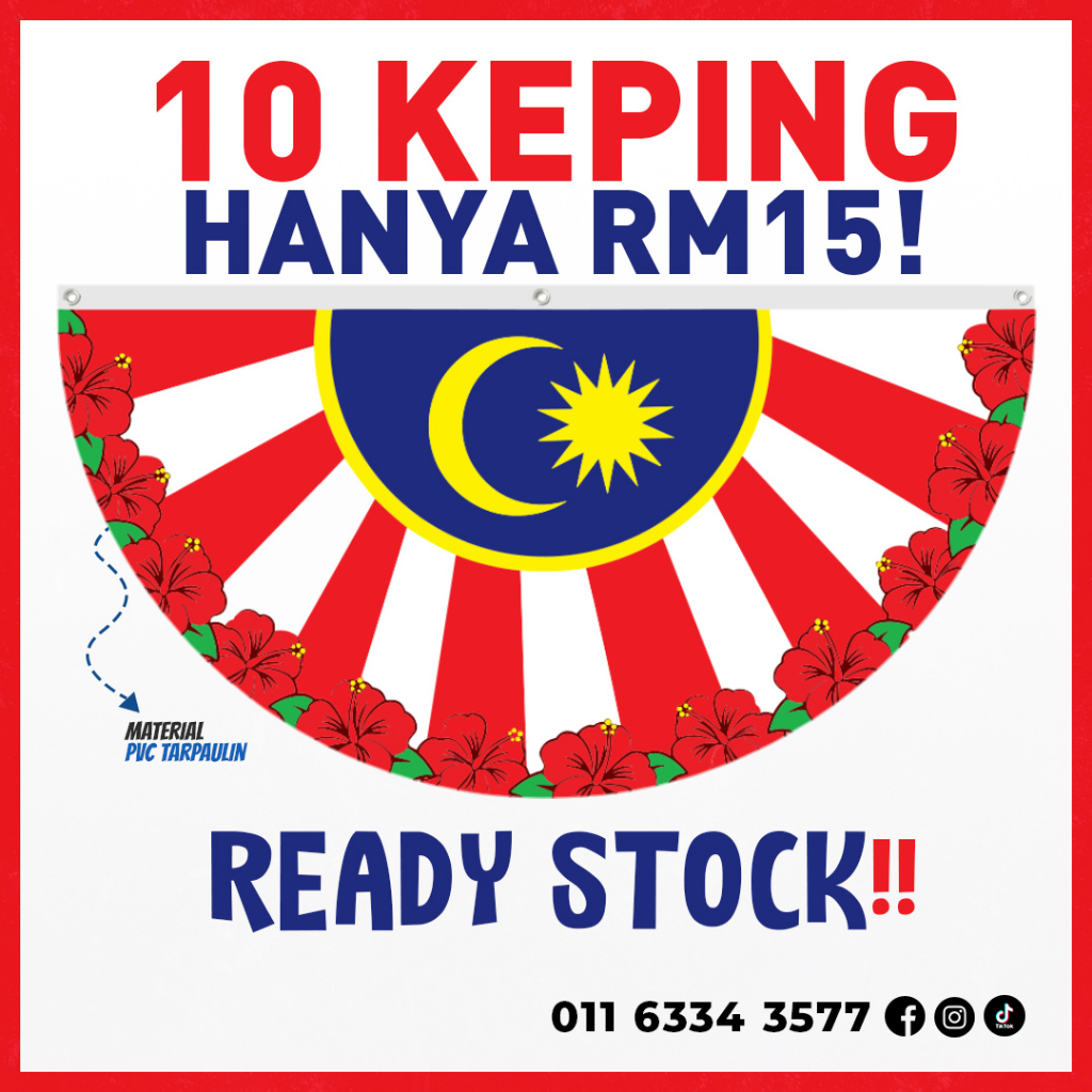 Bendera Merdeka Semarak Jalur Gemilang Malaysia Flag Half Moon Shape ...