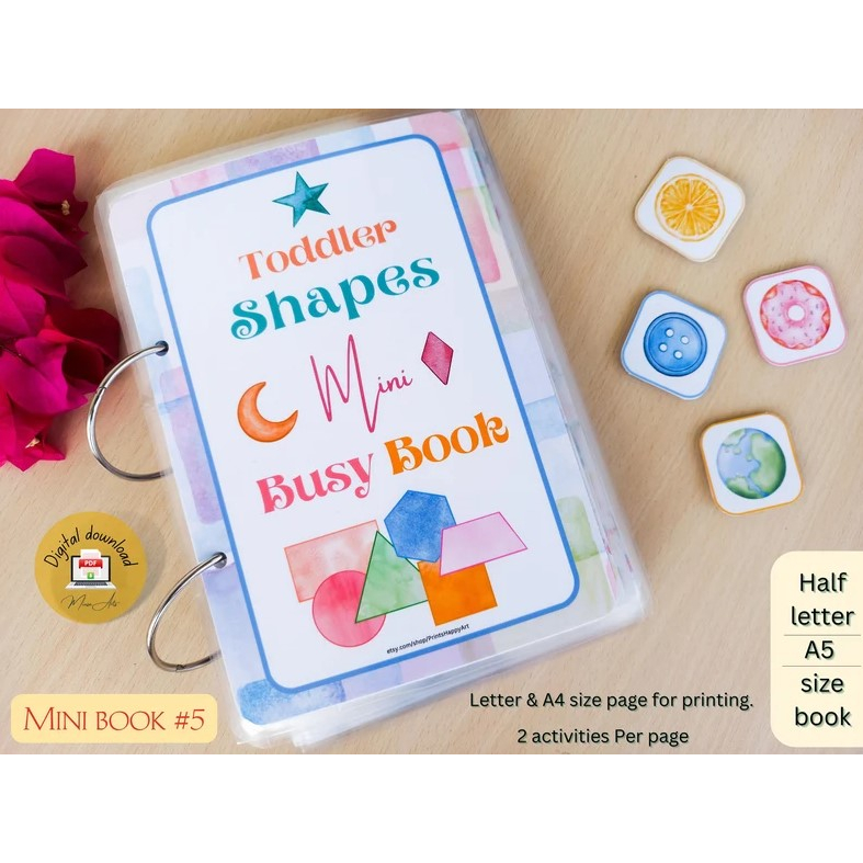 PDF] Toddler Shape Mini Busy Quiet Book Learning Pack Kids Printable ...