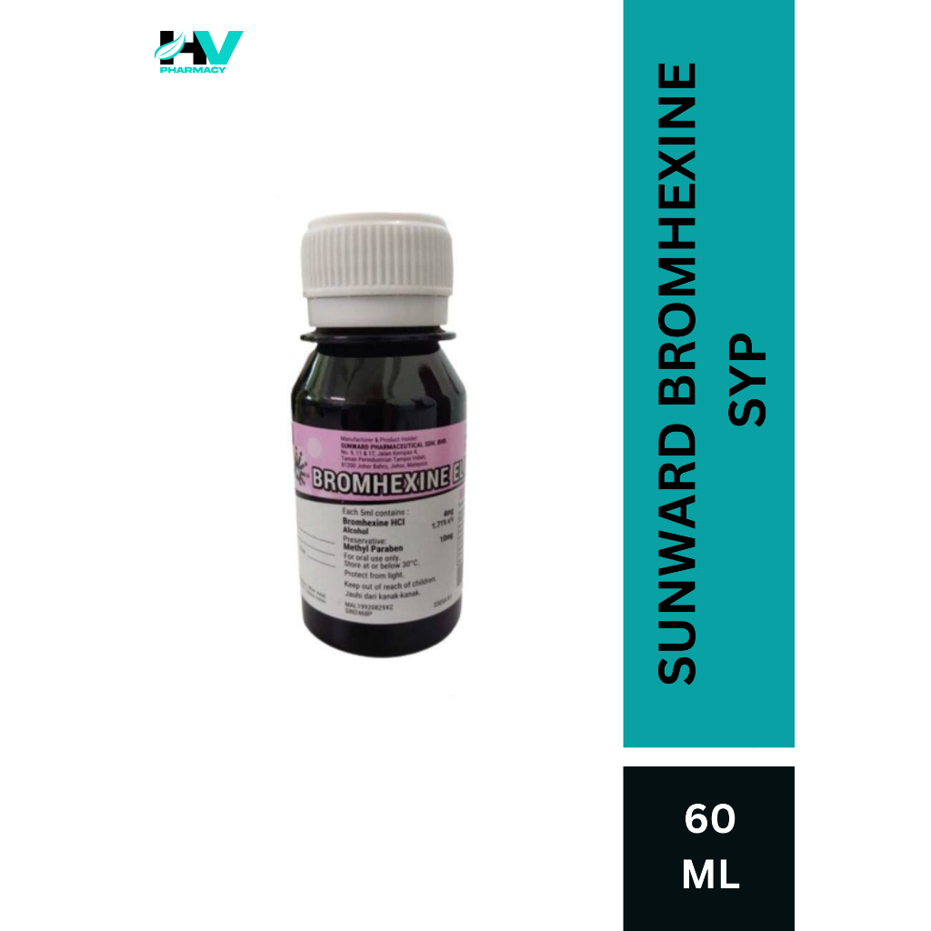 Ubat batuk cair kahak (sunward) Bromhexine 4MG/5ML Elixir 60ML | Shopee ...