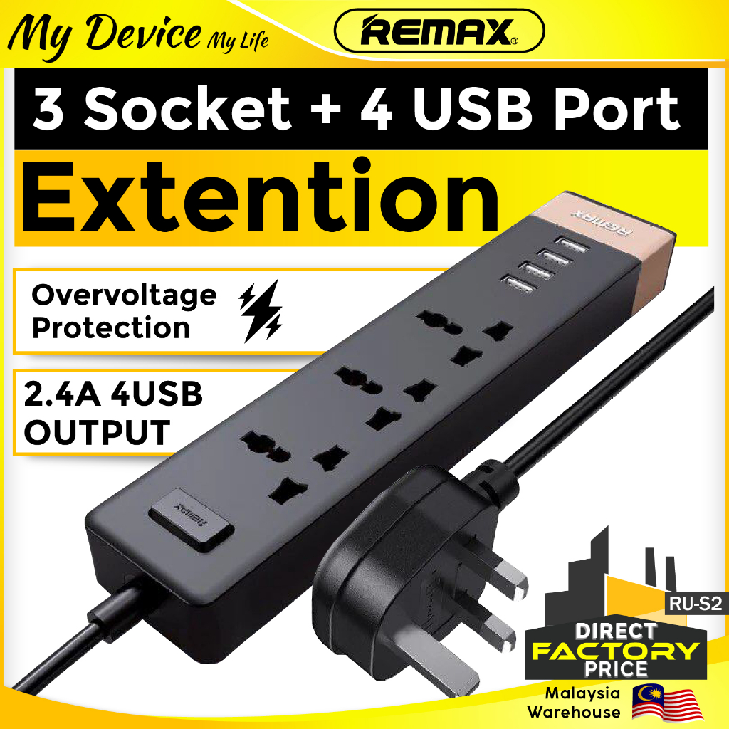 REMAX Extension Socket 2M universal extension socket plug adapter with ...