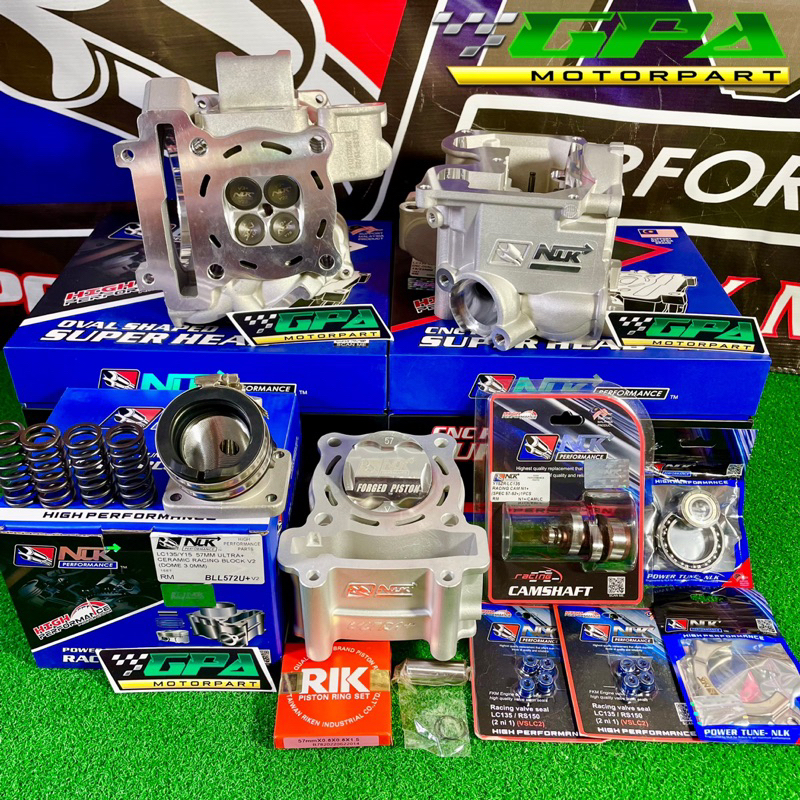 NLK PERFORMANCE TOP COMBO SET SPEC57 LC135 SUPERHEAD V5 19/22 PORTING CNC BIASA SUPER CERAMIC ...