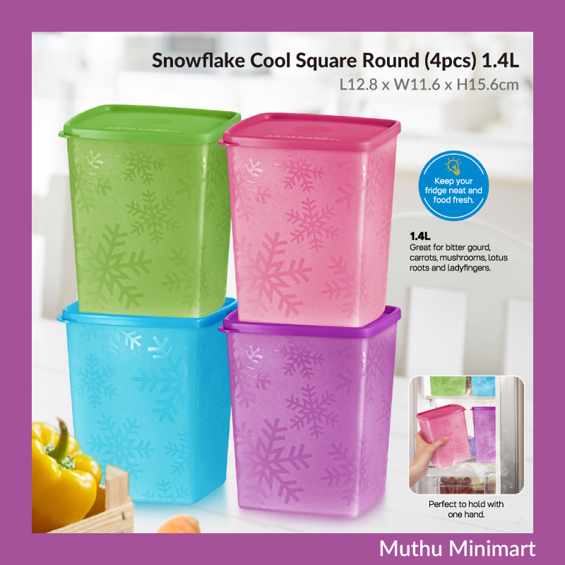 Original Tupperware | Snowflake Cool Square Round Food Storage Food ...