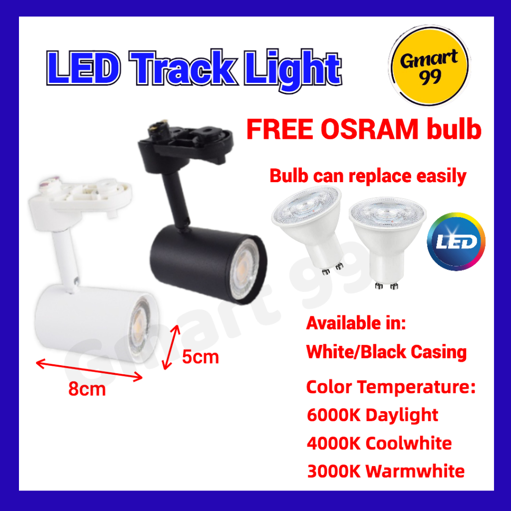 Sirim Osram Led Track Light Gu10 Lampu track Spotlight 1m 2m Track Osram GU10 4.5W Super Bright ...