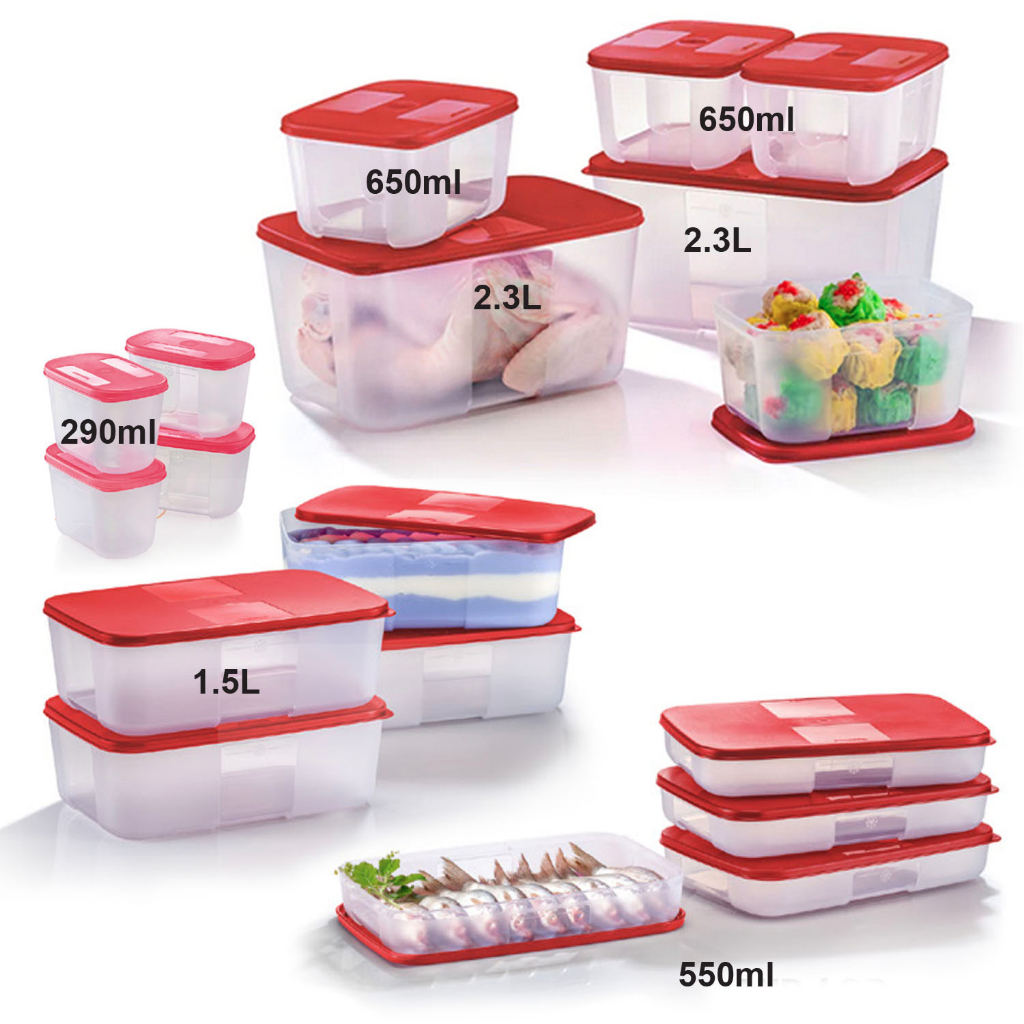 Tupperware FreezerMate Square Set (8pcs) / FreezerMate Set (290ml ...