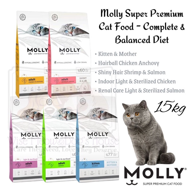 Molly Super Premium Cat Food / Molly Makanan Kucing Repack 1kg | Shopee ...