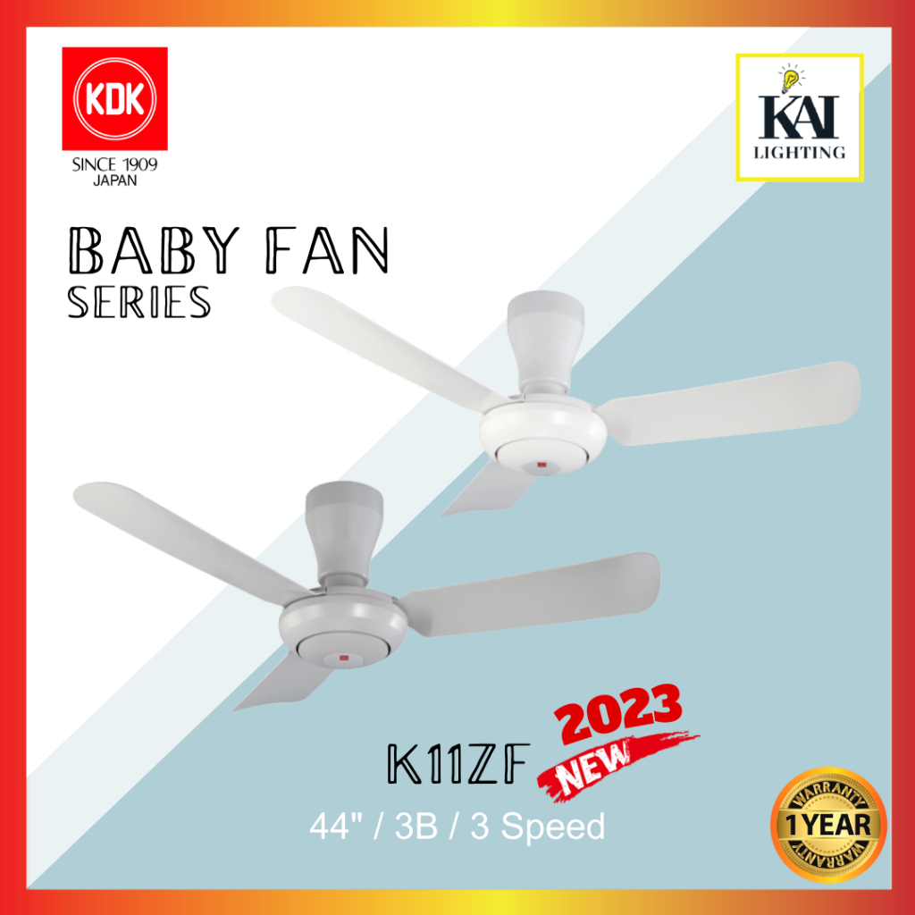 KDK Baby Fan Series K11ZF-WT Remote Ceiling Fan - (110cm/44”) Grey ...