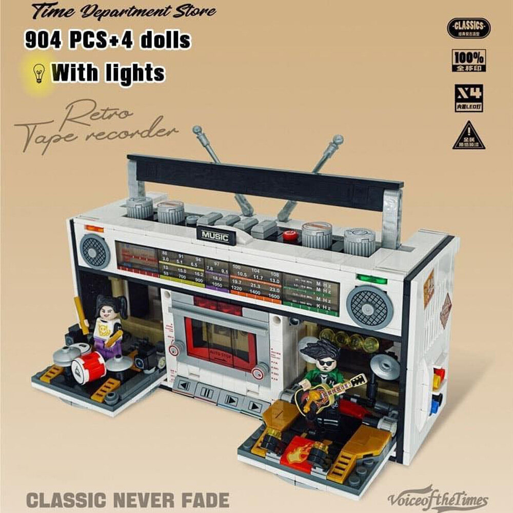QD33001 RETRO 1980'S RADIO CASSETTE PLAYER BUILDING BLOCKS WITH LED ...