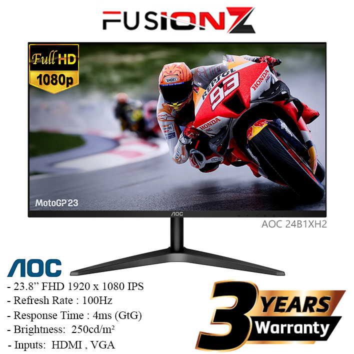 AOC 24B1XH2 (23.8") 100Hz IPS Monitor FHD 1080P Frameless Design ...