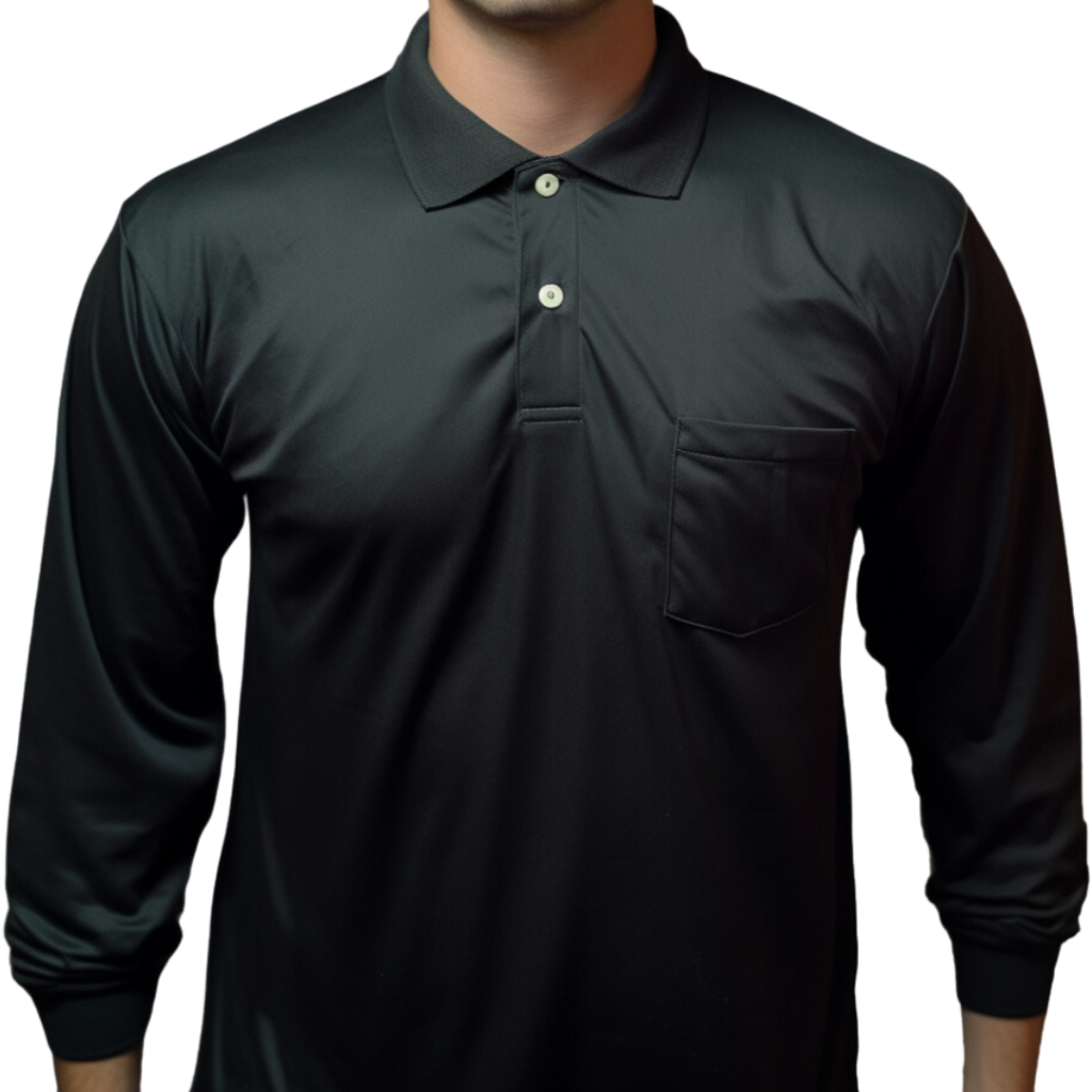 Kain Polyester Polo T-shirts Berkolar Lengan Panjang Ada Poket Kocek ...