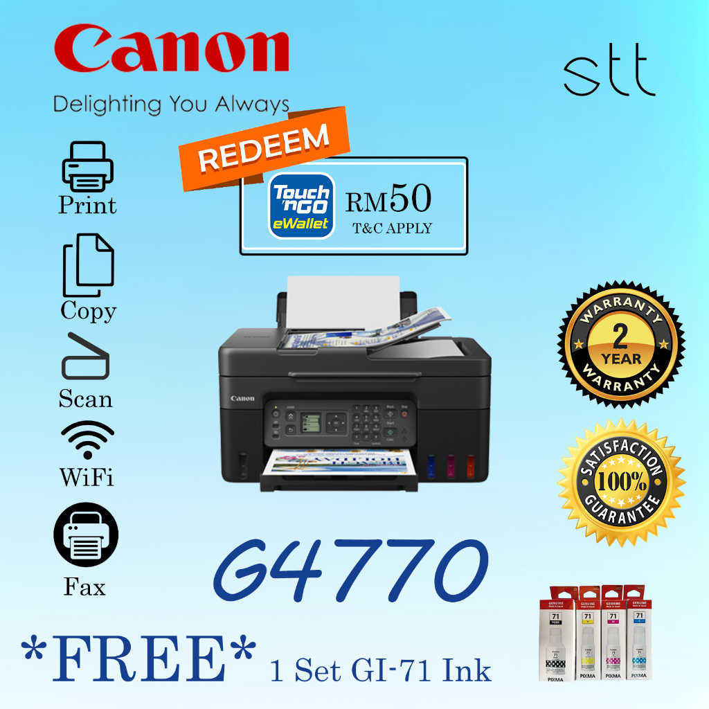 Canon PIXMA G4770 Compact Ink Tank All-in-One (Print, Scan, Copy, Fax ...