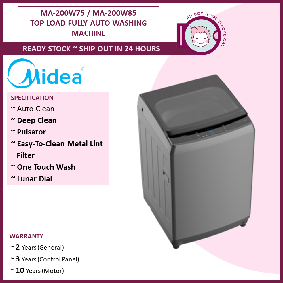 Midea Fully Auto Washing Machine 7.5KG / 8.5KG - ( MA200W75 / MA200W85 ...