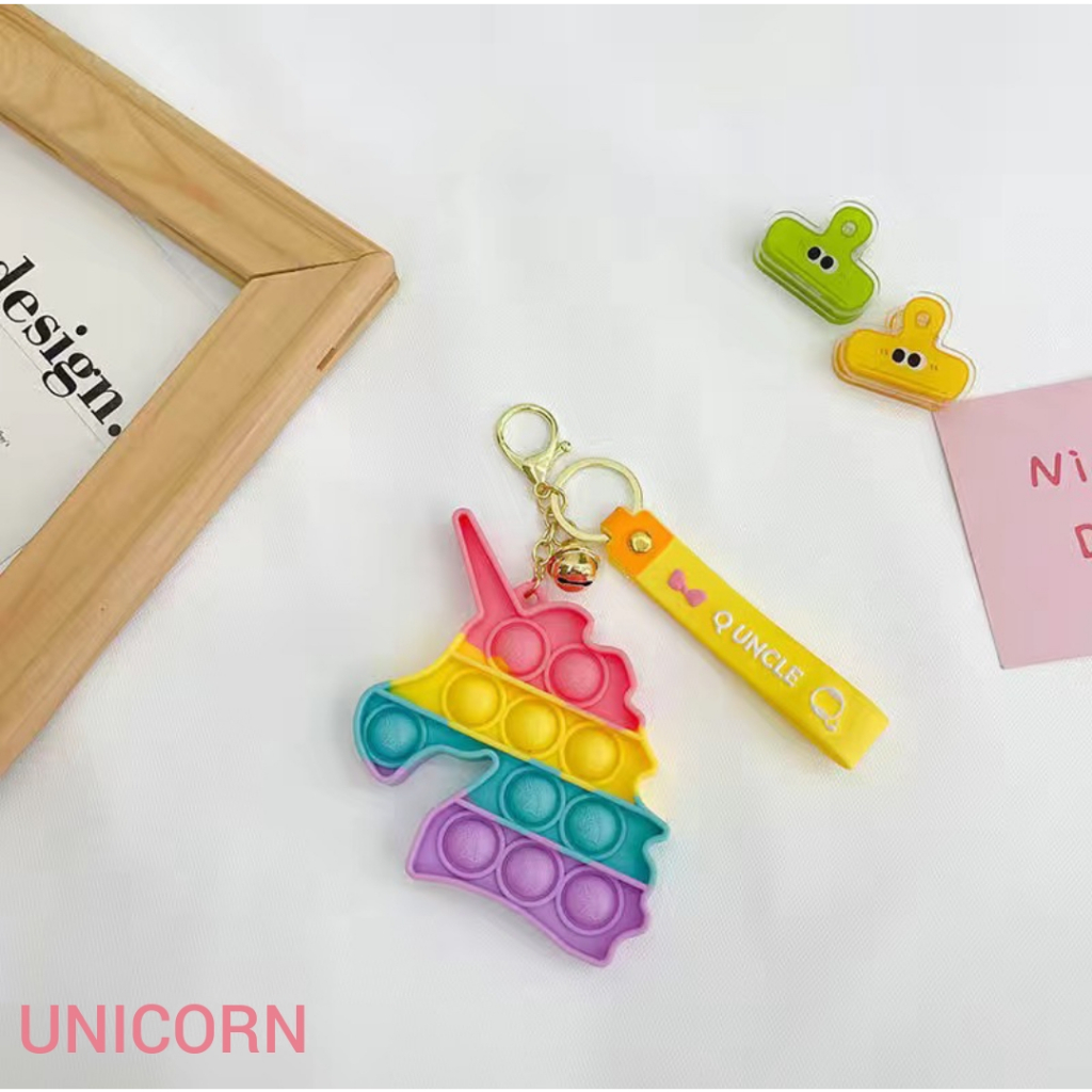 Push Pop it Bubble Sensory Fidget Cute Key Chain | Creative Macaroon ...