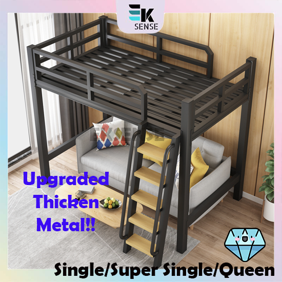 EKSENSE Upgraded Thicken Steel Metal Loft Bed Frame Elevated Bunk Bed Rangka Katil Besi 2 ...