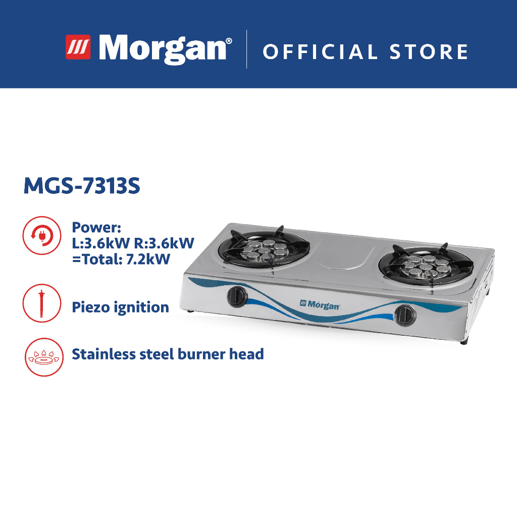 Morgan Stainless Steel Gas Stove 130X130MM MGS-7313S (Piezo Ignition ...