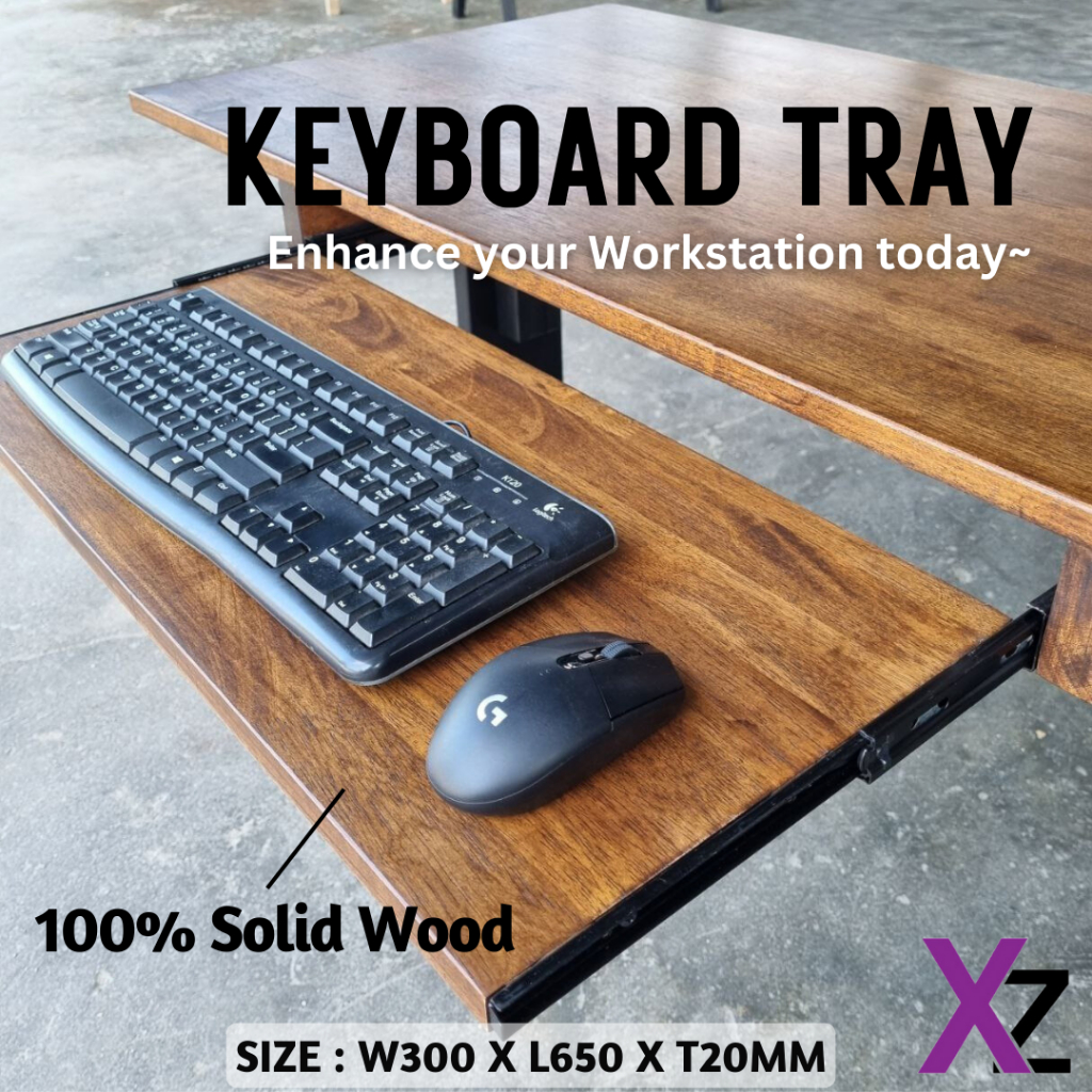 SpaceMax Keyboard Tray made of 100% Rubberwood Keyboard Holder Desk ...