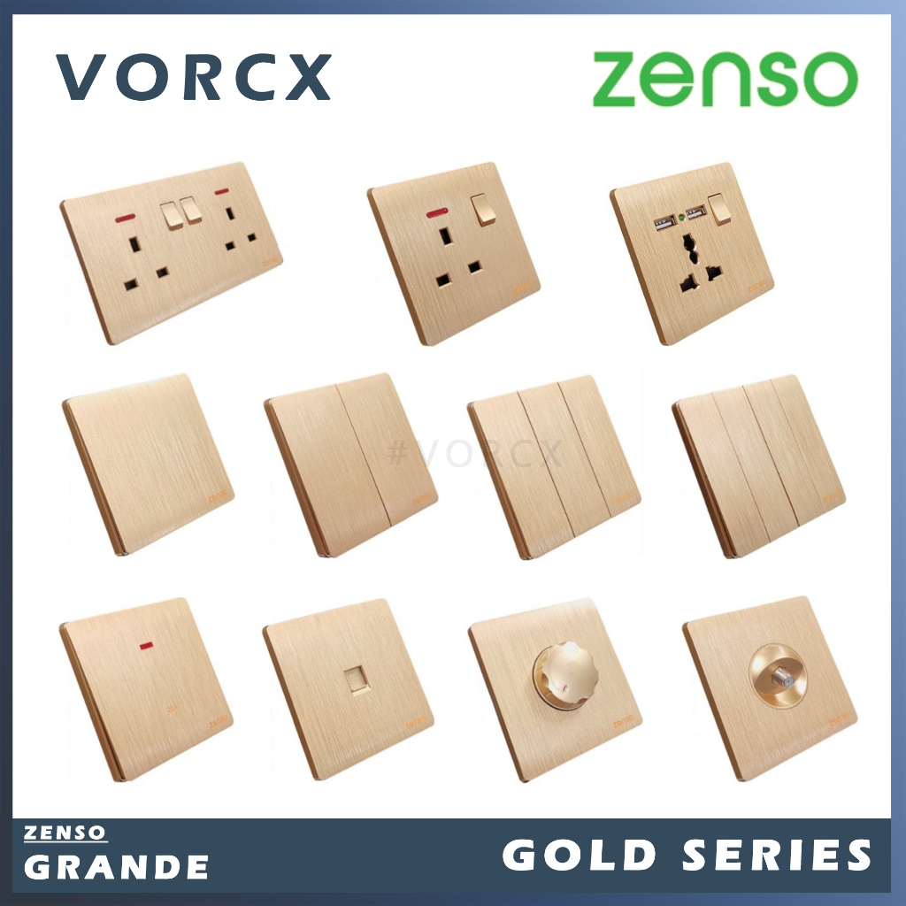 Zenso Grande Series Switches & Sockets Gold | Shopee Malaysia