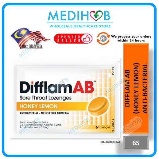 Difflam AB Sore Throat Lozenges 6's/Pack & 12's/Box ( Orange / Lemon ...
