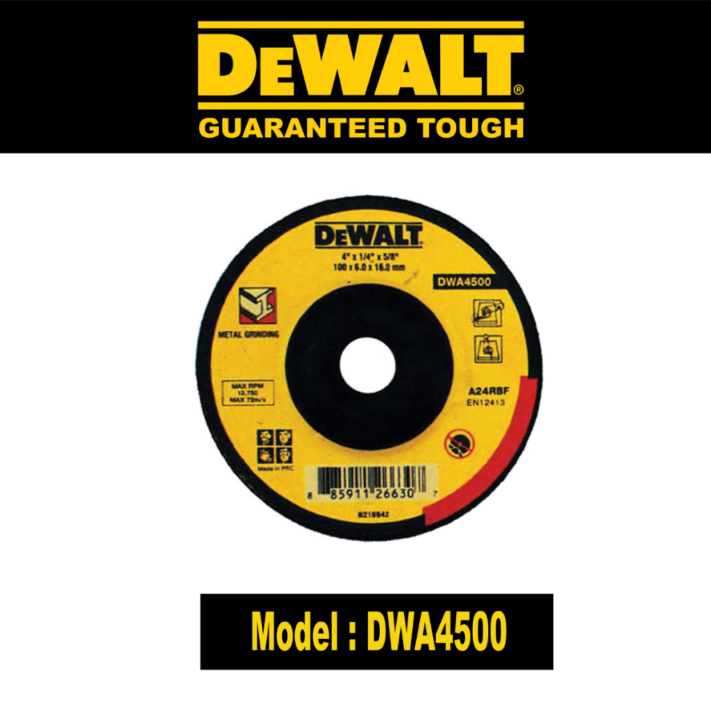 DEWALT Bonded Abrasive Grinding Disc (100mm x 6mm x 16mm ) DWA4500 ...