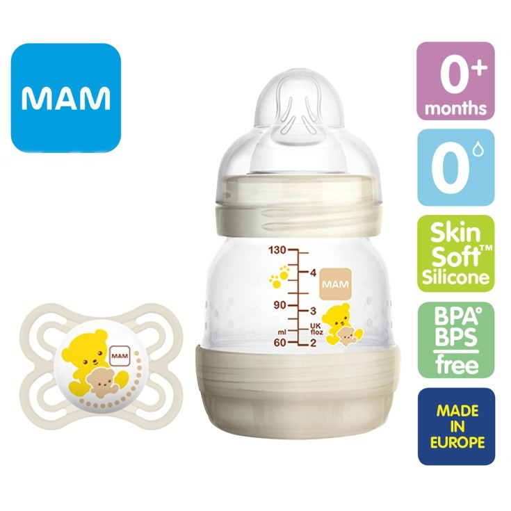 MAM Easy Start Anti Colic Self Sterilising Baby Bottle with Extra Slow Flow Silicone Teat Anti ...