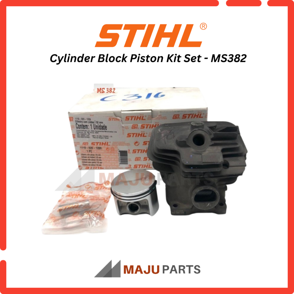 Original STIHL MS382 Chainsaw Cylinder Block Piston Kit Set 52mm ...