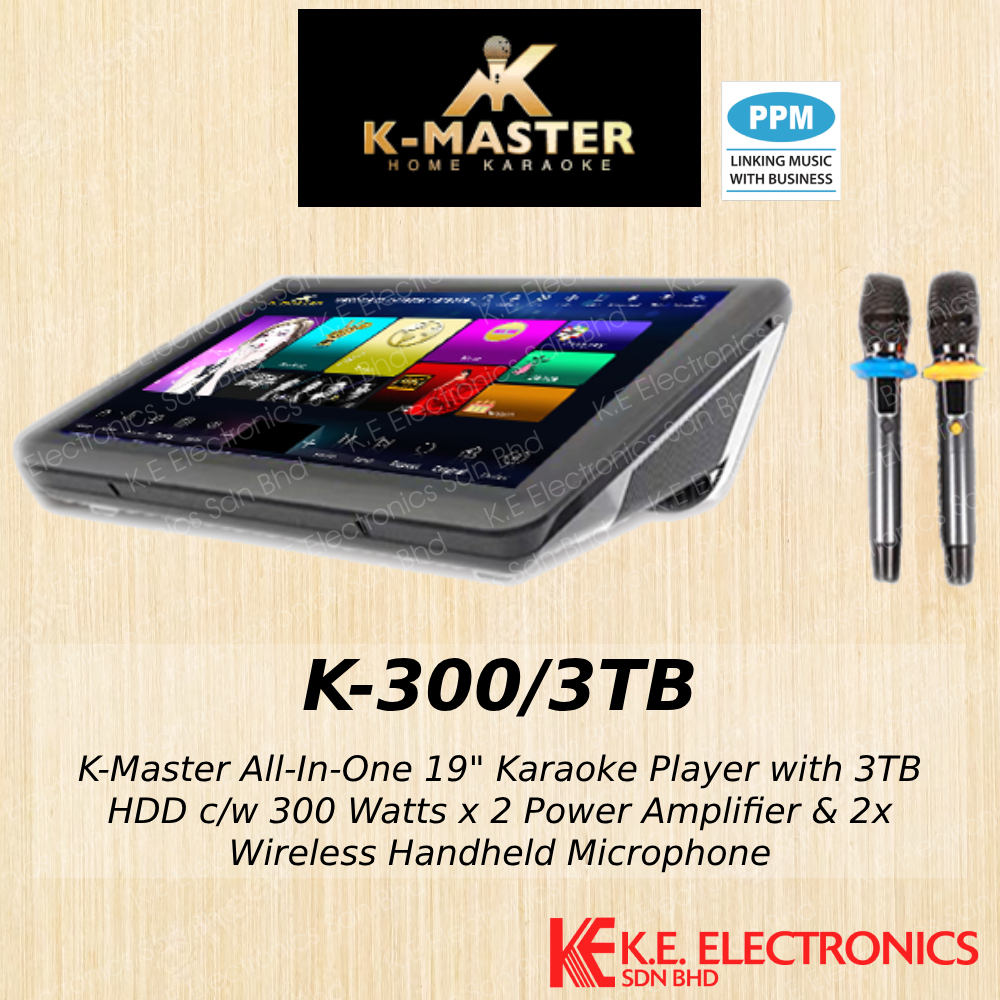 K-Master K-300/4TB All in One 19" Karaoke Player with 4TB HDD & PPM Home Use License c/w 2x ...