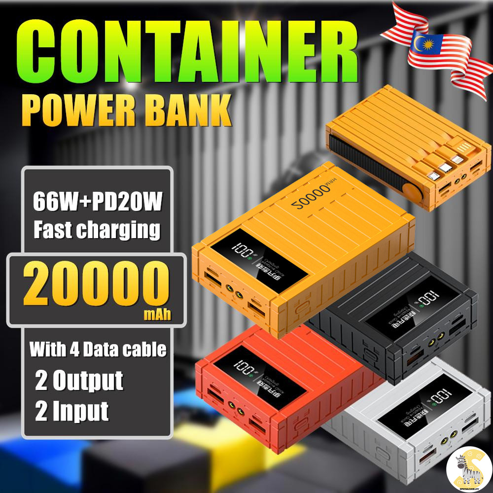 Container Power Bank 20000mAh Built-in Charging Cable With Cable USB PD ...