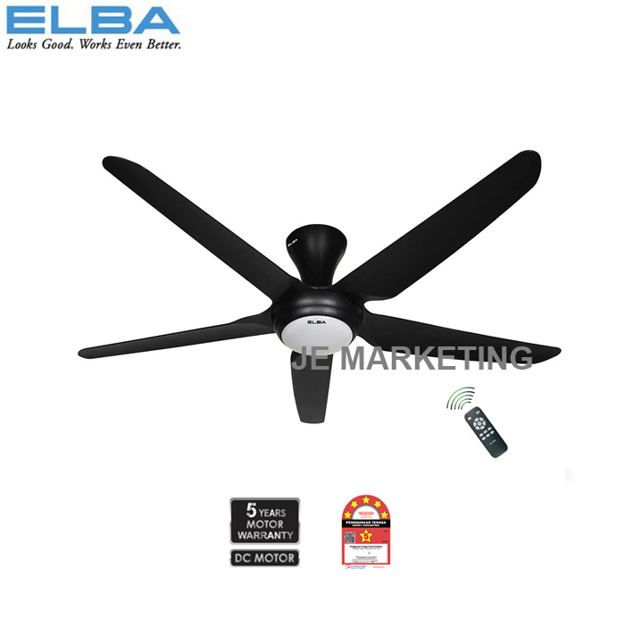 ELBA DC MOTOR REMOTE CONTROL CEILING FAN WITH LED (56") ECF-N5612L(BK ...