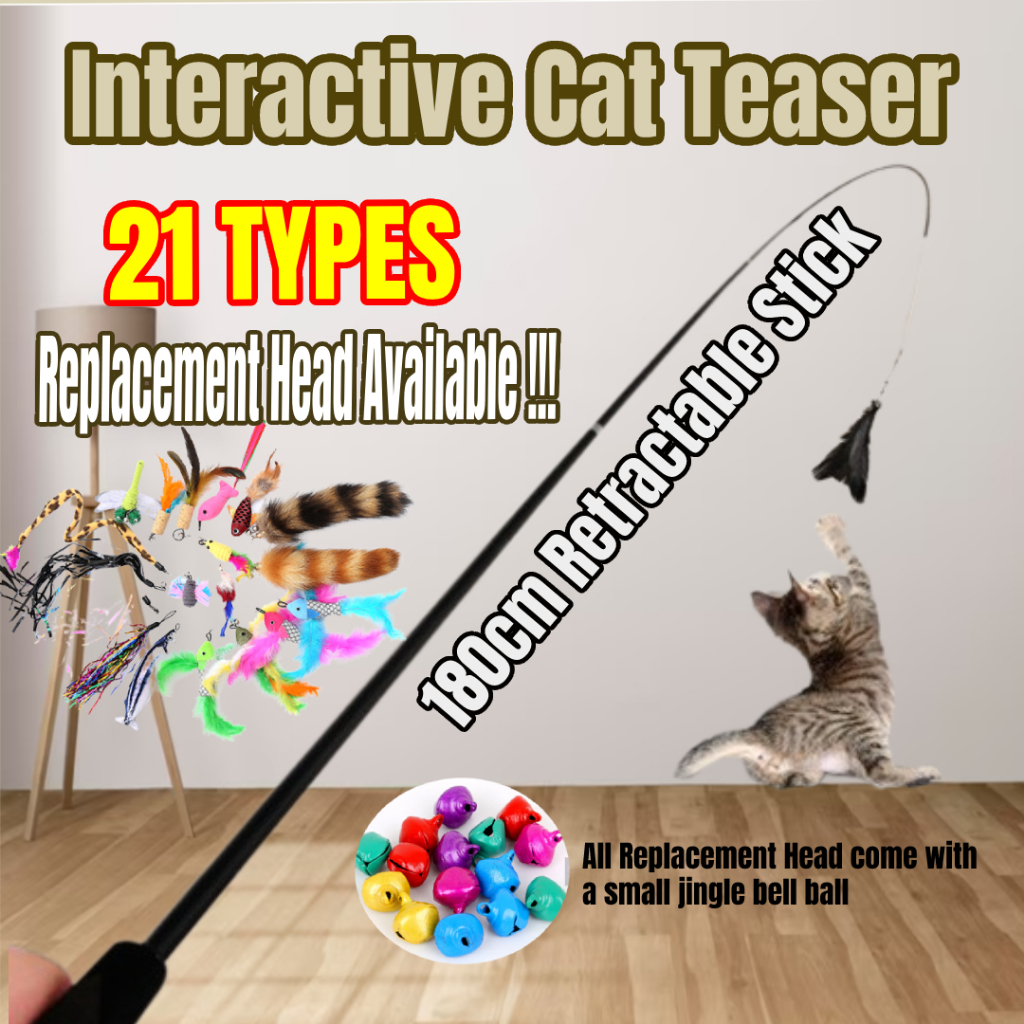 [1D Ships] Interactive Cat Teaser Replacement Head With Jingle Bell Cat ...