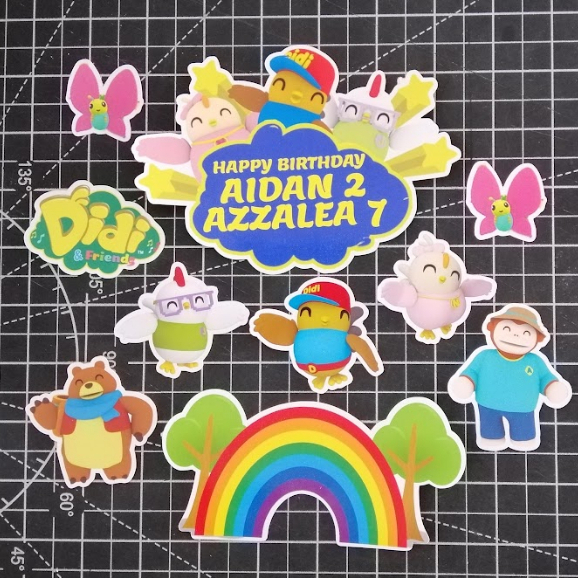 [CUSTOM NAME] Happy Birthday Cake Topper Didi & Friends Decoration Set ...