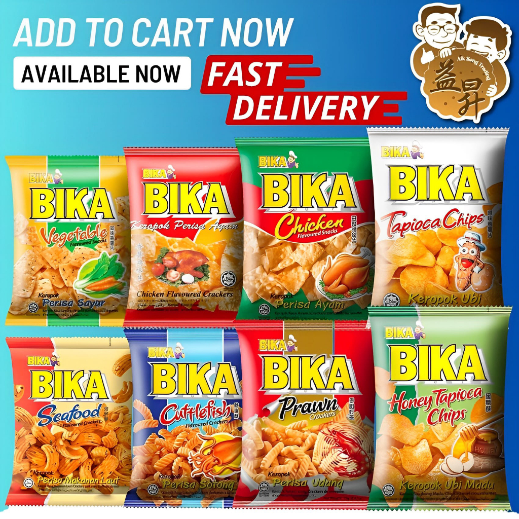 30's/10's x 12g-Bika Corn Snacks & Chips and Crackers [Vegetable/Chicken/Seafood/Cuttlefish ...