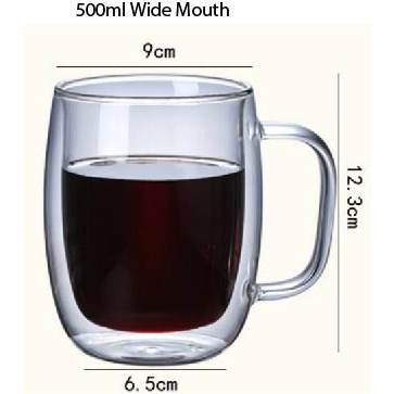 (Ready Stock)Coffee Espresso Tea Double Wall Borosilicate Glass Cup Mug Handle 80ml 150ml 250ml ...